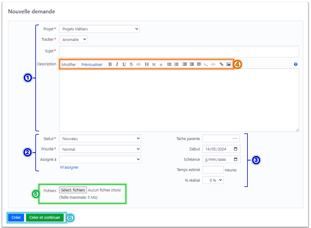 Création d’un ticket sur Redmine — Documentation SDENR 1.0.1